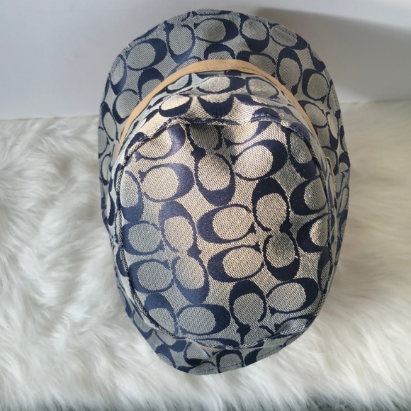 Coach | Accessories | Coach Blue Signature Jacquard Beige Leather ...